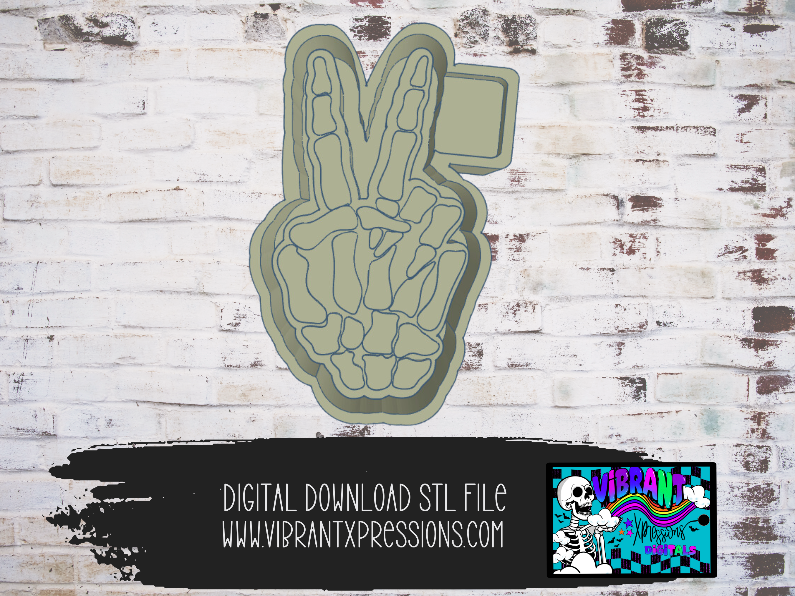 Skellie Peace Sign Mold Maker STL File – VibrantXpressions